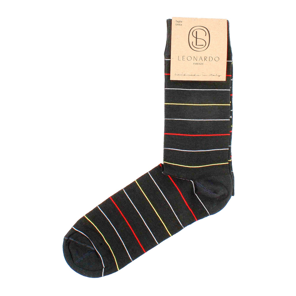 Calzini da uomo in Filo di Scozia grigio con righe a colori